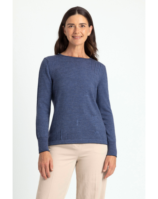 ROYAL MERINO CREW NECK FINE STRIPE JUMPER - Knitwear : Status Clothing ...