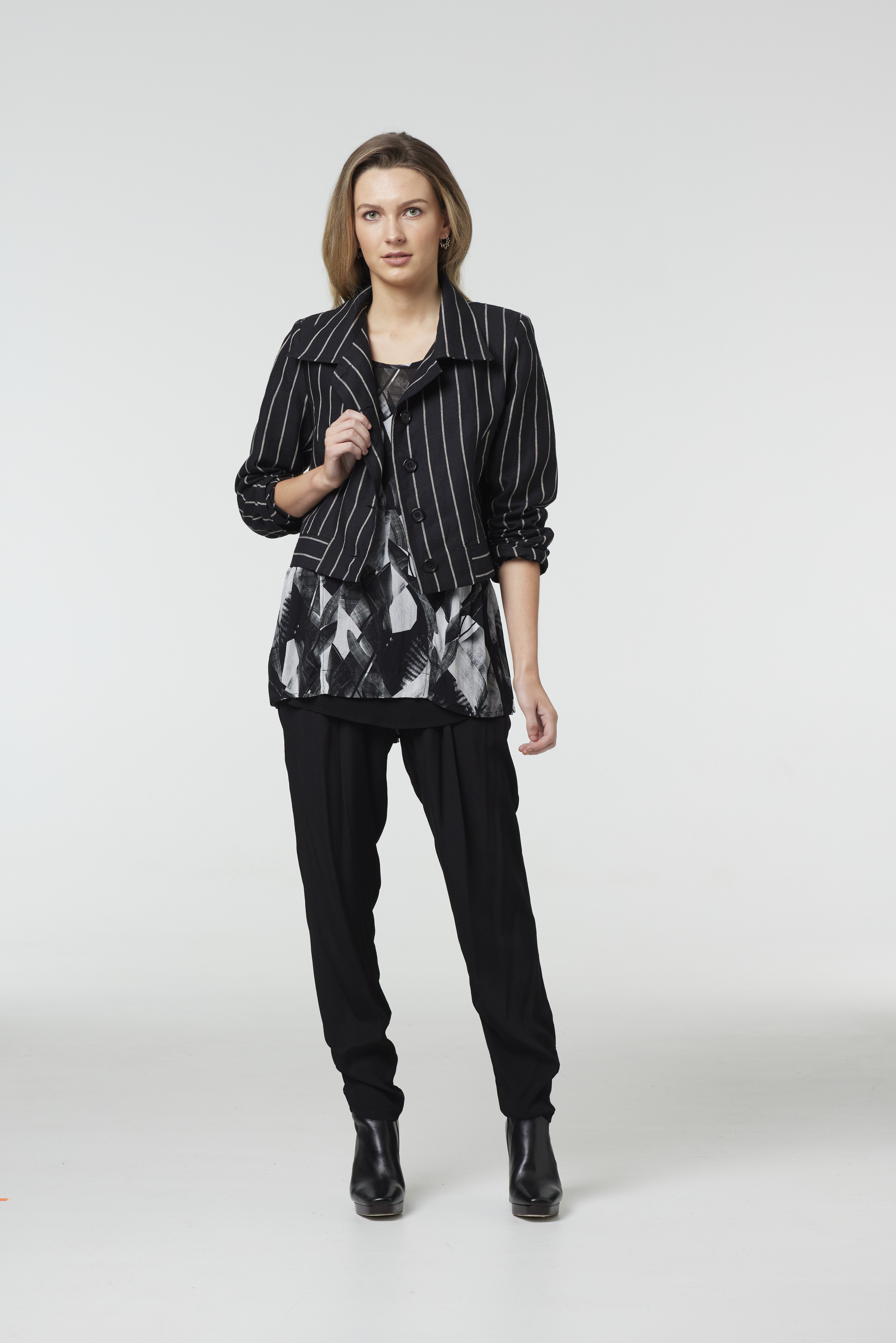 OBI PINSTRIPE CROPPED JACKET - Jackets : Status Clothing - OBI W 23